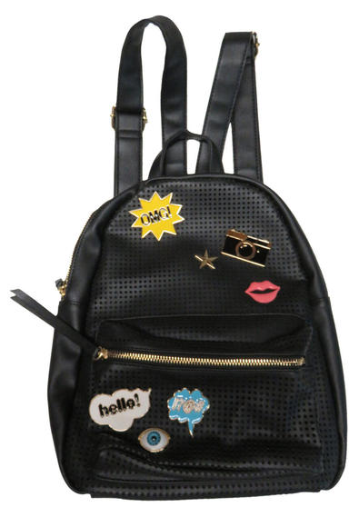 Bags | Imoshion Vegan Leather Backpack Emoji Symbols Black Omg | Poshmark